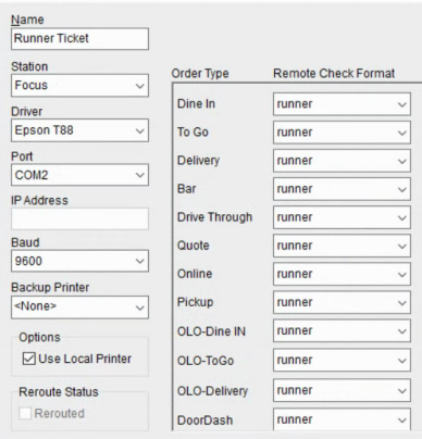 Runner Ticket – Focus POS Systems